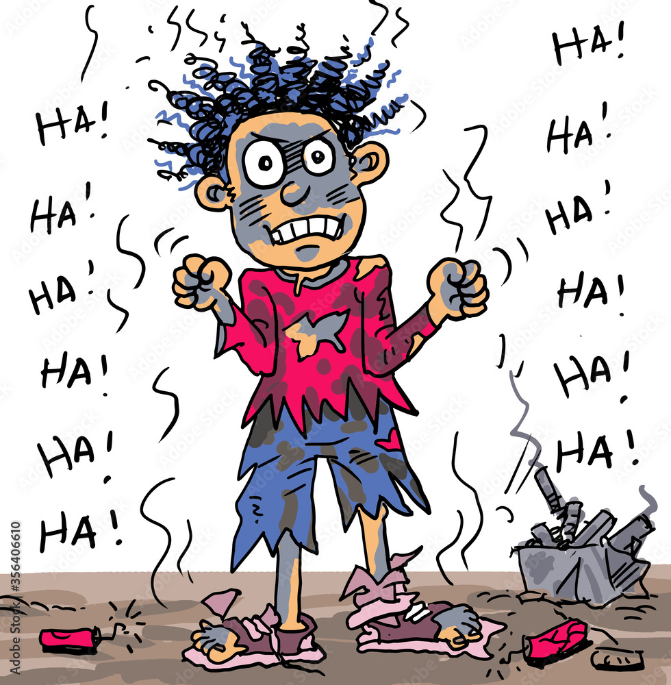Cartoon the dirty kid gets prank by his friends Stock Vector | Adobe Stock