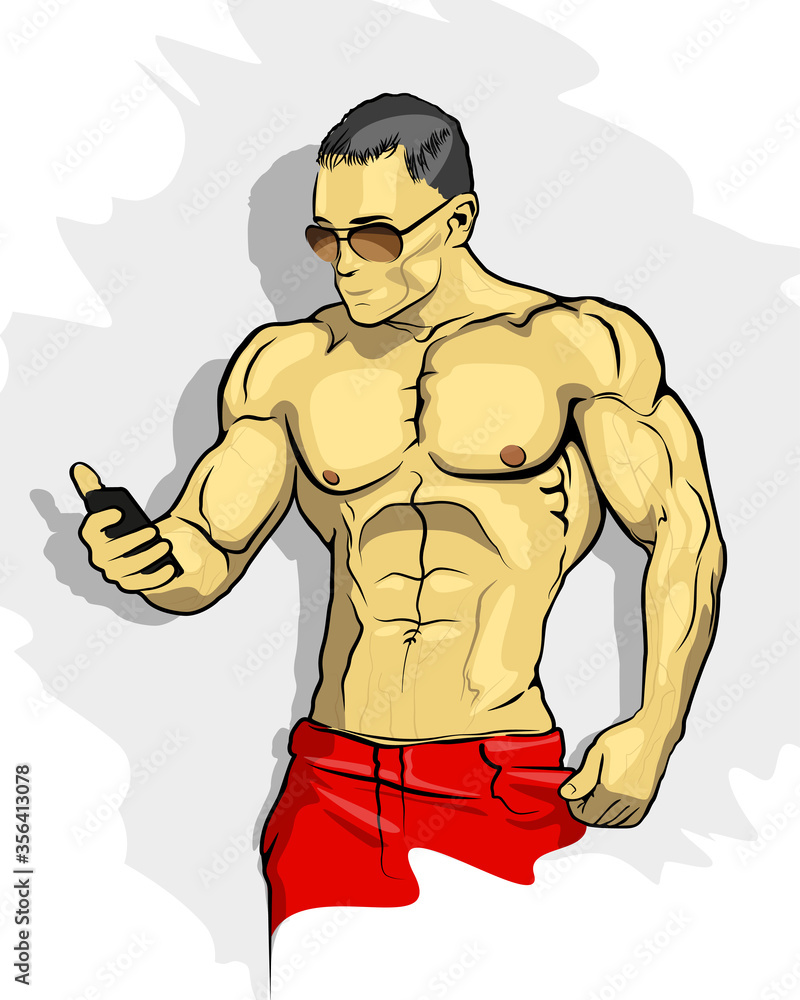 Muscle man silhouette graffiti icon, lifting weights fitness gym icon ...