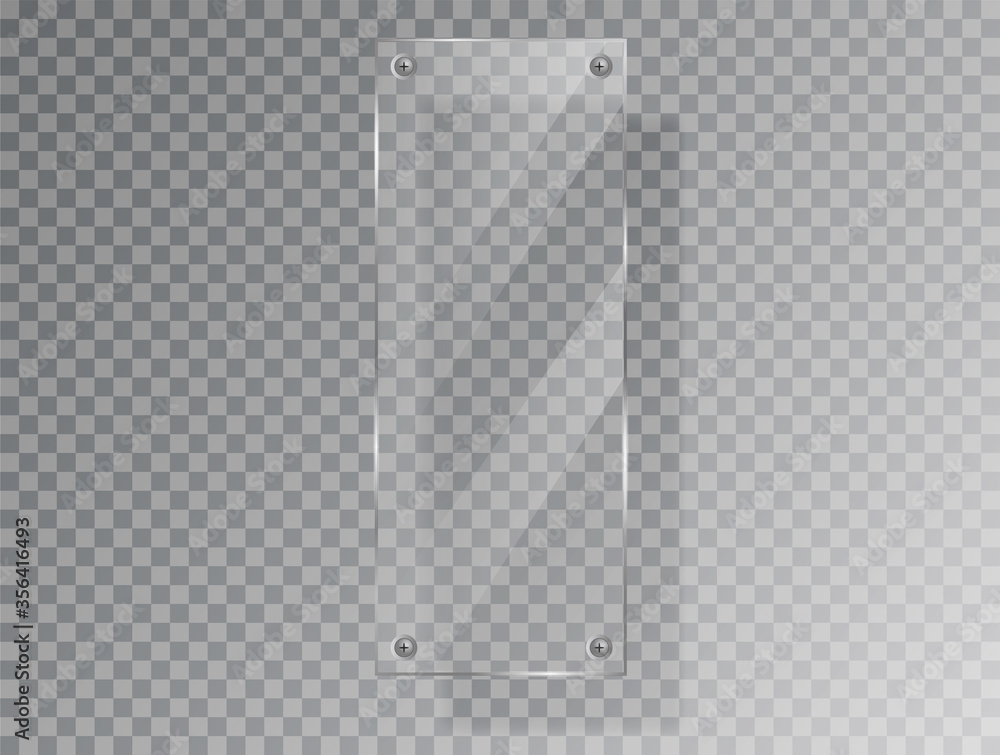 Realistic Glass plate of rectangular shape on transparent background ...