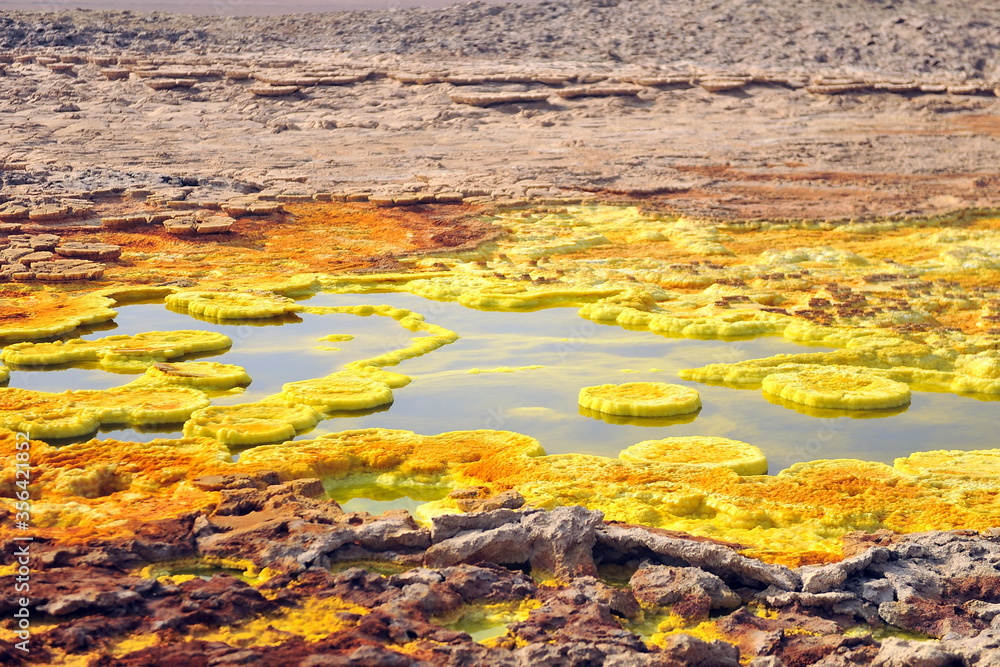 Etiopia. Dallol Lake, Ethiopia. The colorful landscape of Dallol lake ...