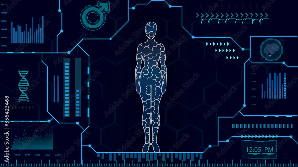 16:9 hud interface,futurastic human body,hud biology elelemt,Display ...