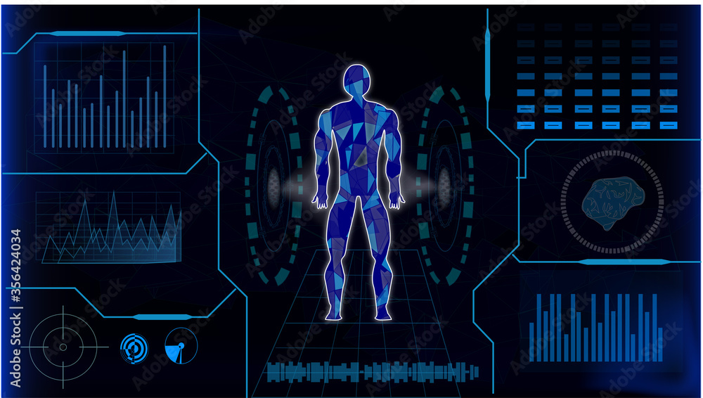16:9 hud interface,futurastic human body,hud biology elelemt,Display ...