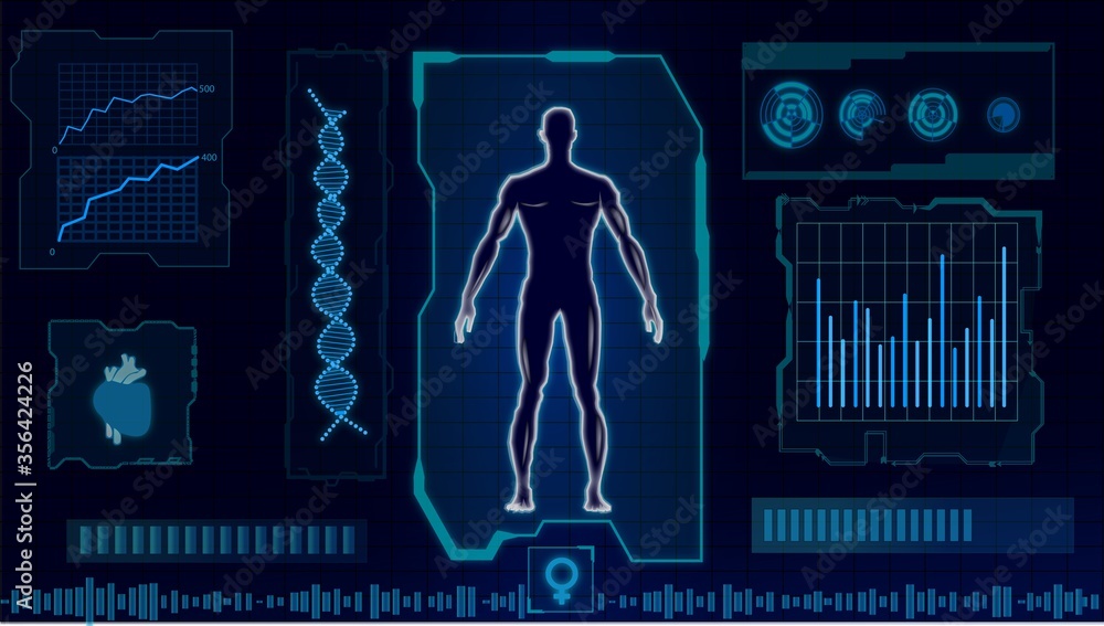 16:9 hud interface,futurastic human body,hud biology elelemt,Display ...