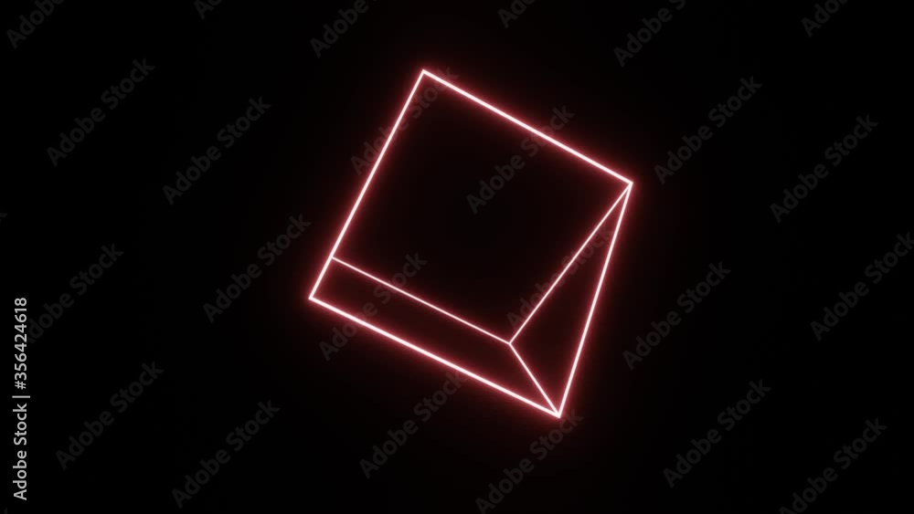 Neon lights pyramid. 3D Rendering. Abstract neon background. 4K UHD ...