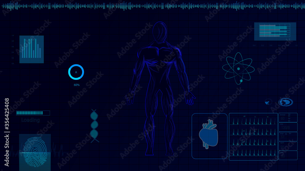 16:9 hud interface,futurastic human body,hud biology elelemt,Display ...