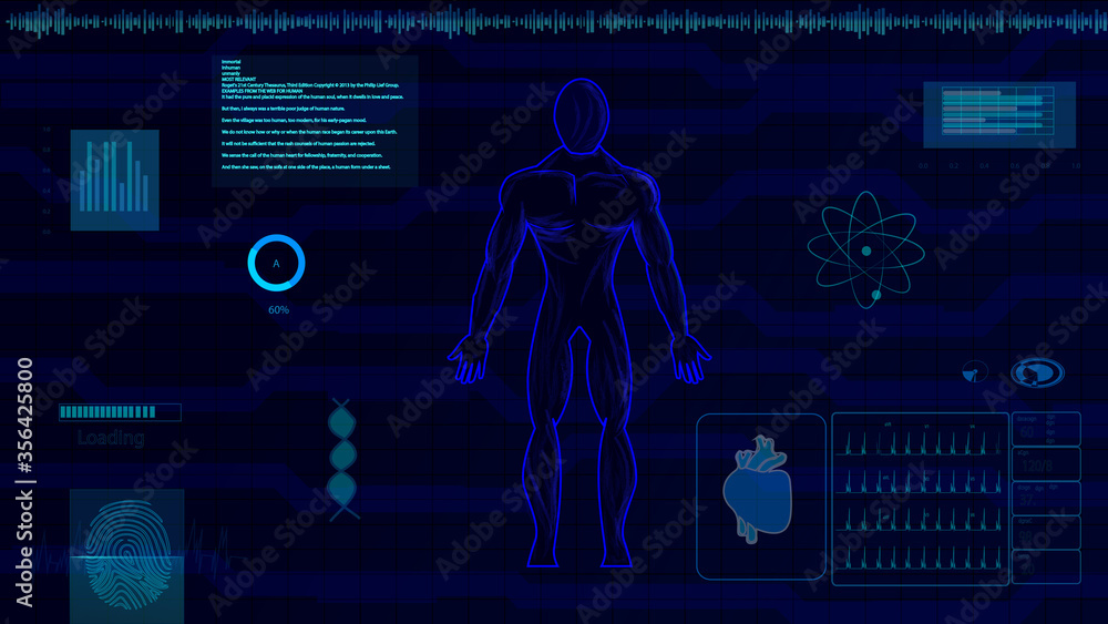 16:9 hud interface,f human body,hud biology elelemt,Display set of ...