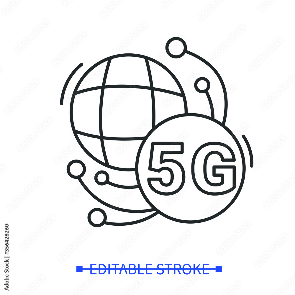 5G connecting icon. Global 5th generation internet connection sign ...
