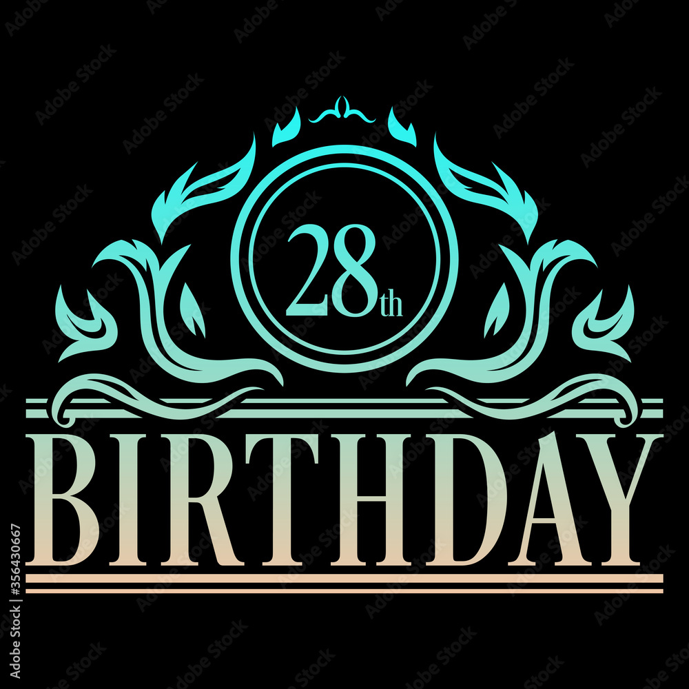 Luxury 28th Birthday Logo illustration vector Stock Vector | Adobe Stock