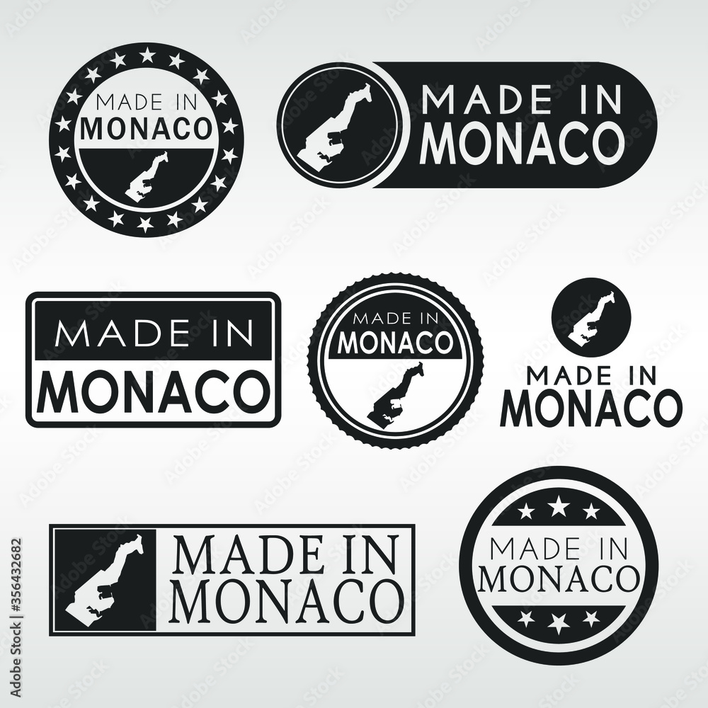 Stamps of Made in Monaco Set. Product Emblem Design. Export Vector Map ...