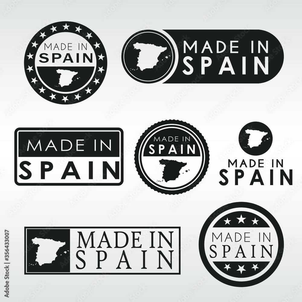 Stamps of Made in Spain Set. Spanish Product Emblem Design. Export ...