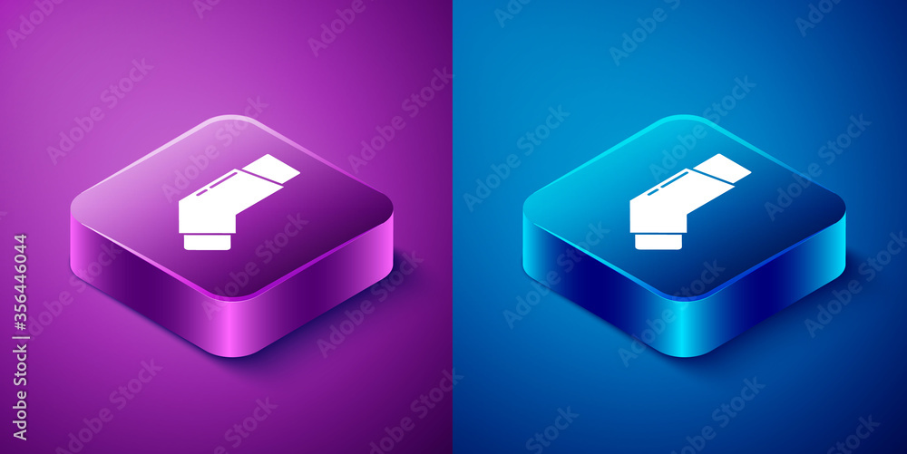 Isometric Inhaler icon isolated on blue and purple background. Breather ...