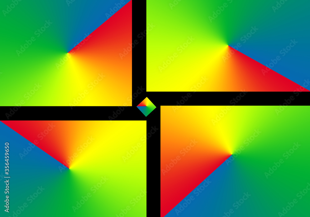 Diseño cónico en rojo, amarillo, verde y azul en forma de conos. Stock ...