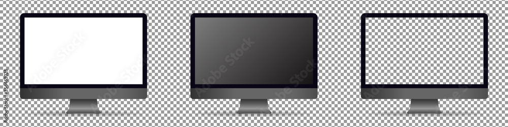 Vetor do Stock: Realistic desktop computer mockup set. Desktop computer ...