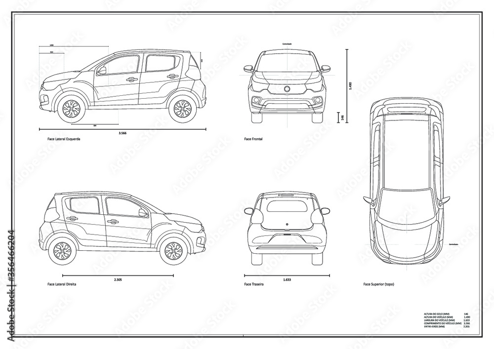 Vetor de Blueprint car mobi - project mobility city car do Stock | Adobe Stock