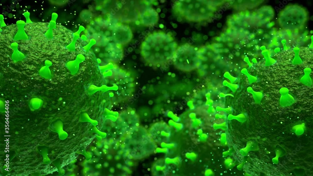 Virus. Microbes green background. Allergy bacteria microorganism ...