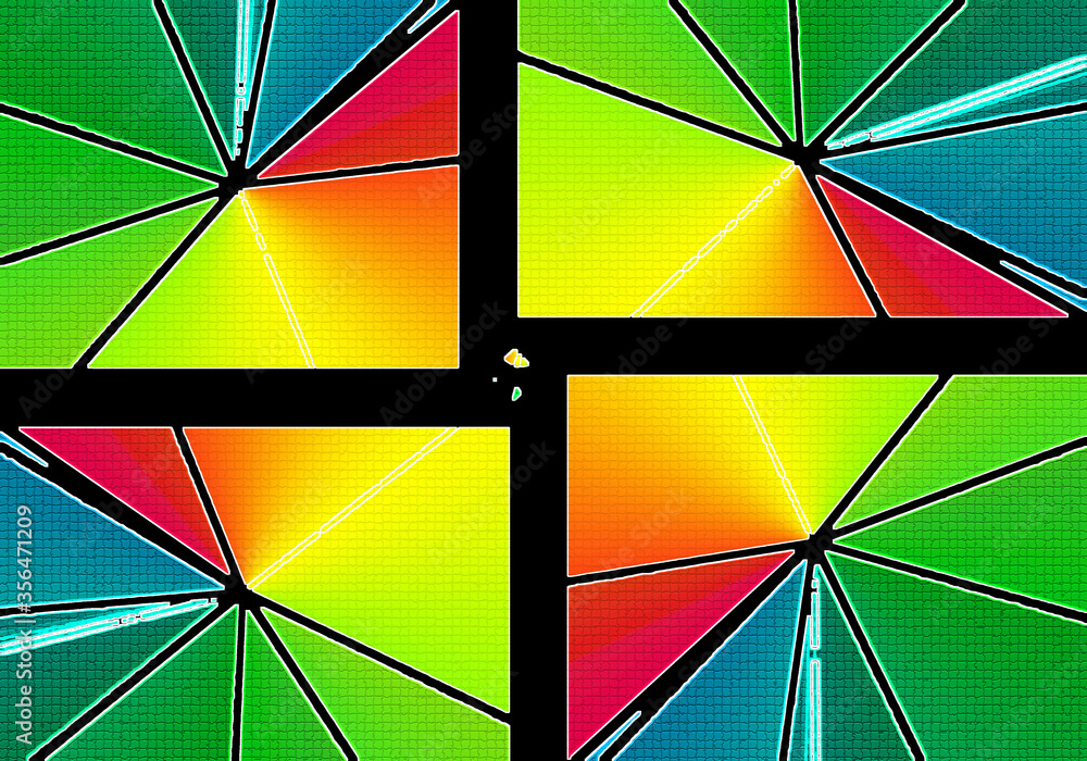 Diseño cónico en rojo, amarillo, verde y azul en forma de conos ...