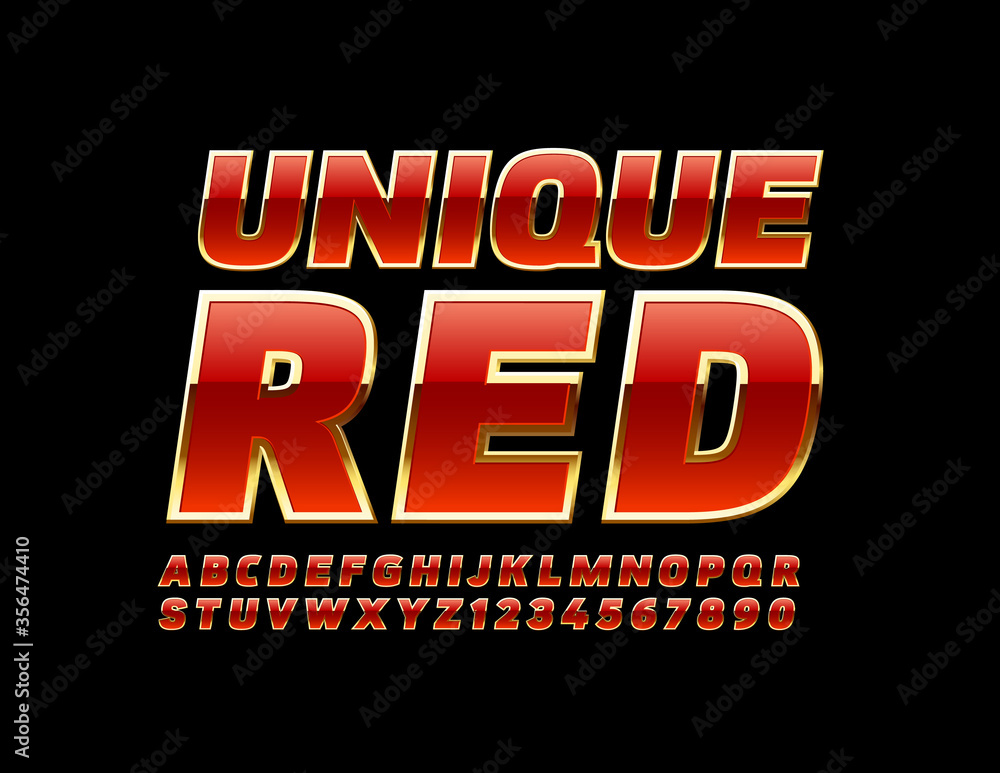Vector Unique Red Font. Chic Glossy Alphabet Letters and Numbers Stock ...