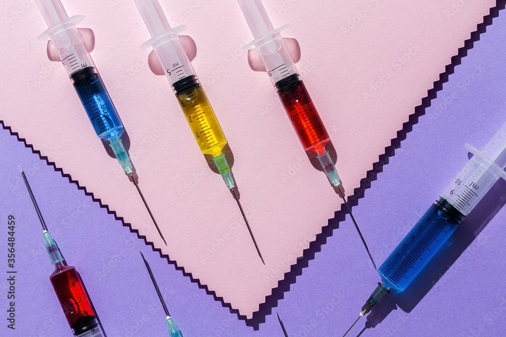 Covid-19- Vaccine vial dose against coronavirus needle syringe, medical ...