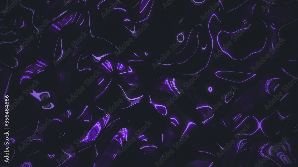 Iridescent metallic vibrant purple color surface with moving ripples ...
