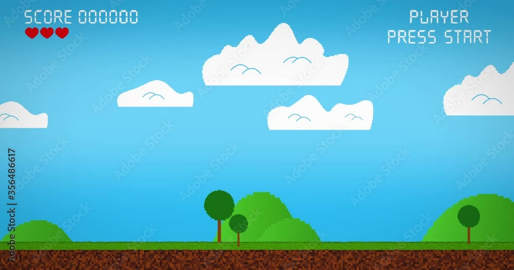 Vidéo Stock Two-dimensional retro arcade jump and run game background ...