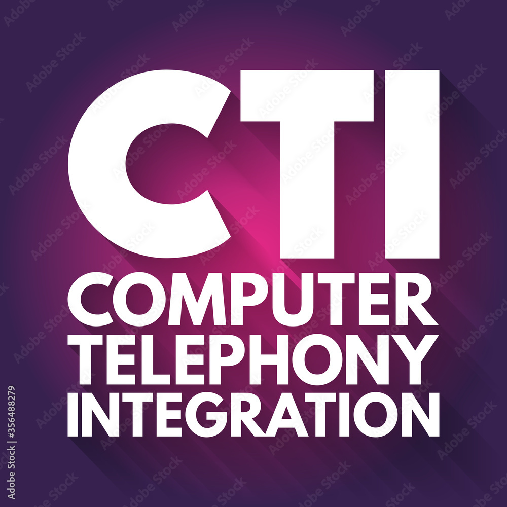 CTI - Computer Telephony Integration acronym, technology concept ...
