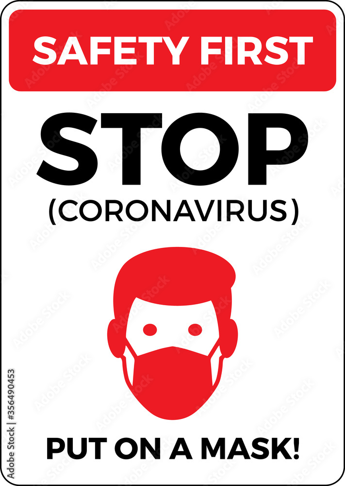 Warning sign without a face mask no entry and keep distance. Vector ...