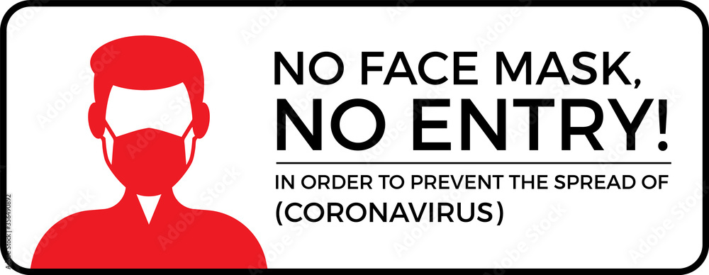 Warning sign without a face mask no entry and keep distance. Vector ...