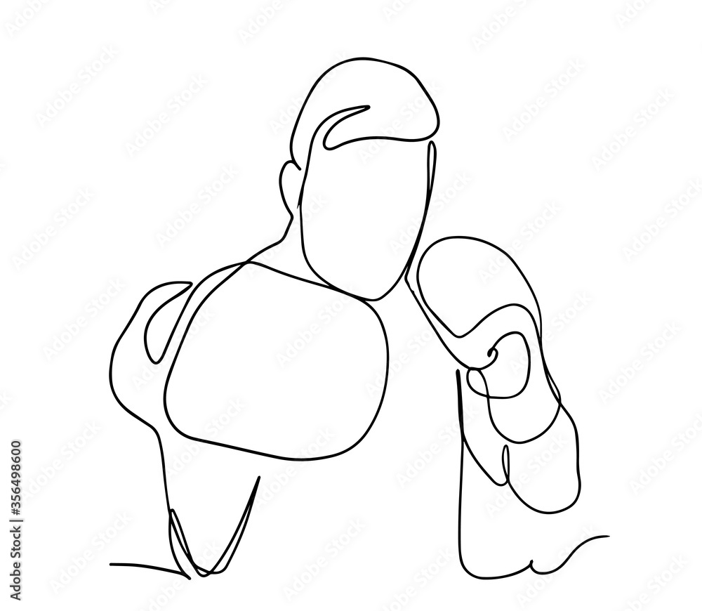 One line drawing of boxing vector. Boxer or fighter make a beat punch ...