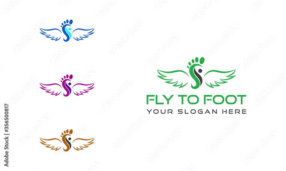 Foot and Ankle, foot Logo Template vector icon, flying wings logo ...