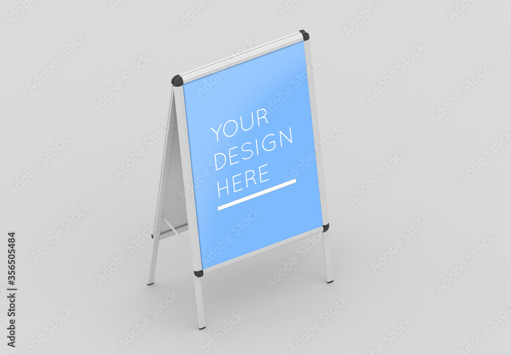 Isometric Advertising A-Stand Mockup with Editable Background Stock ...