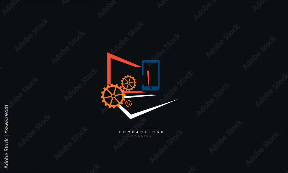 Computer, laptop and mobile repair business logo Stock Vector | Adobe Stock