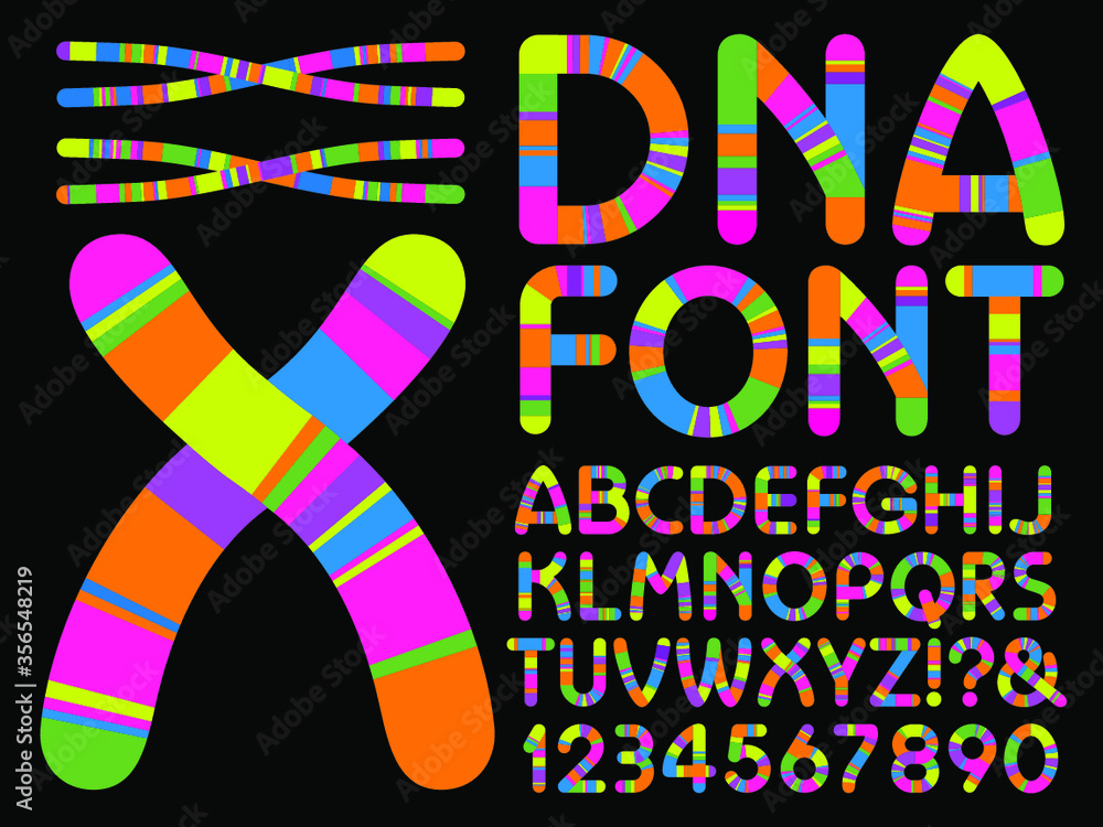 Colorful Alphabet Symbolizing DNA Stock Vector | Adobe Stock