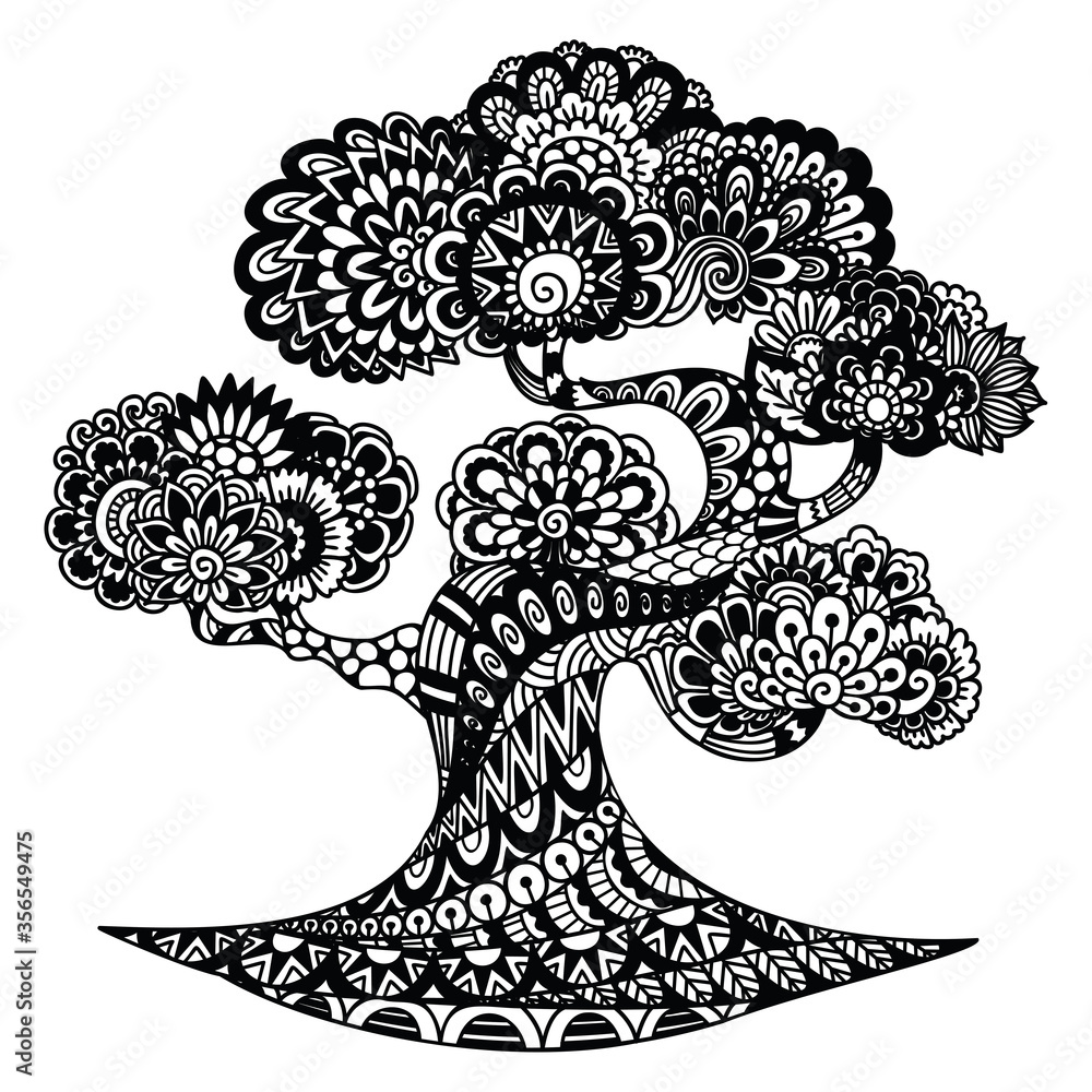 Line art desgin of beautiful tree for coloring book, colorin page, and ...