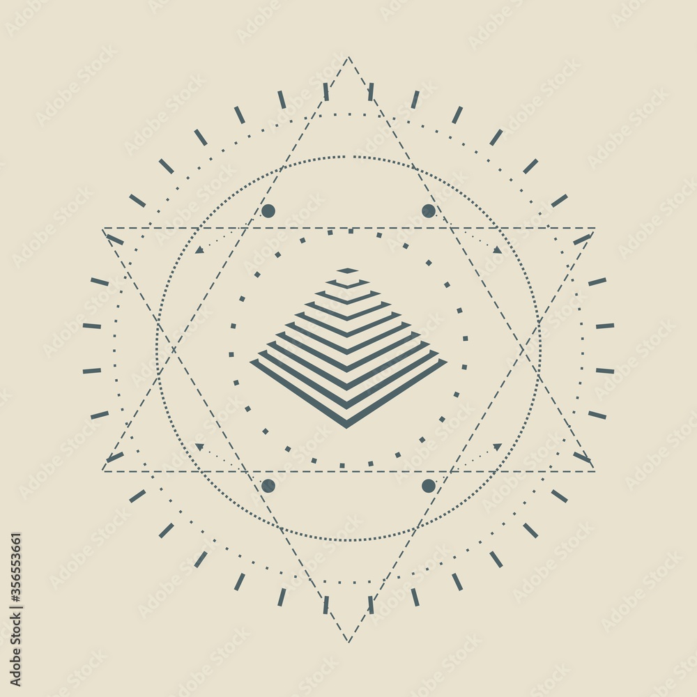 Mystical geometry symbol. Linear alchemy, occult, philosophical sign ...