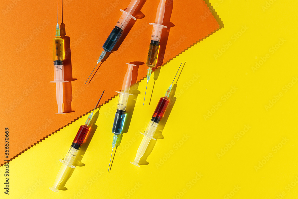 Covid-19- Vaccine vial dose against coronavirus needle syringe, medical ...