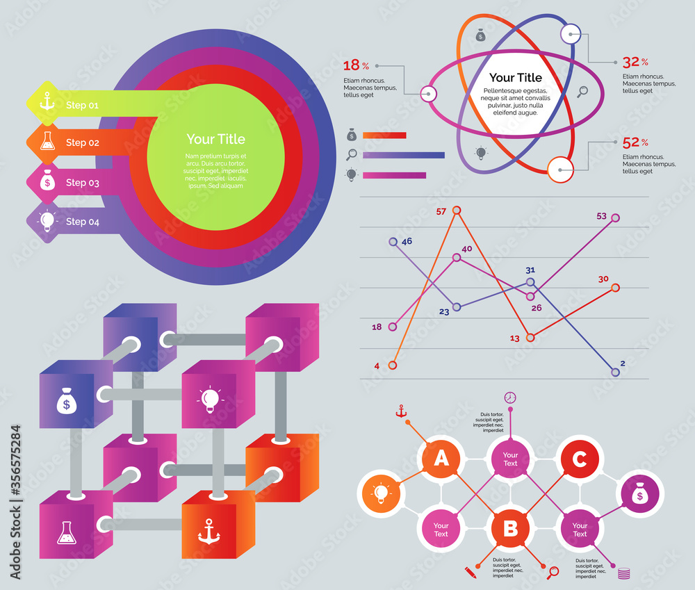Business presentation chart set. Can be used for web design, workflow ...