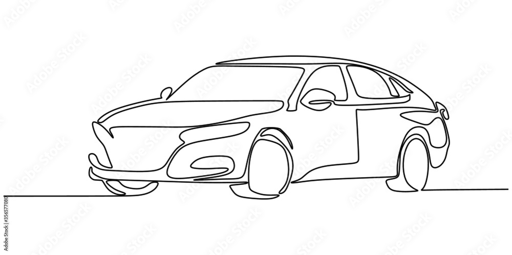 Continuous one line drawing of sedan car. vector illustration Stock ...