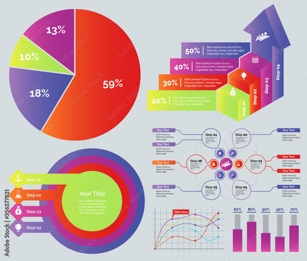 Marketing diagram set. Can be used for workflow layout, annual report ...