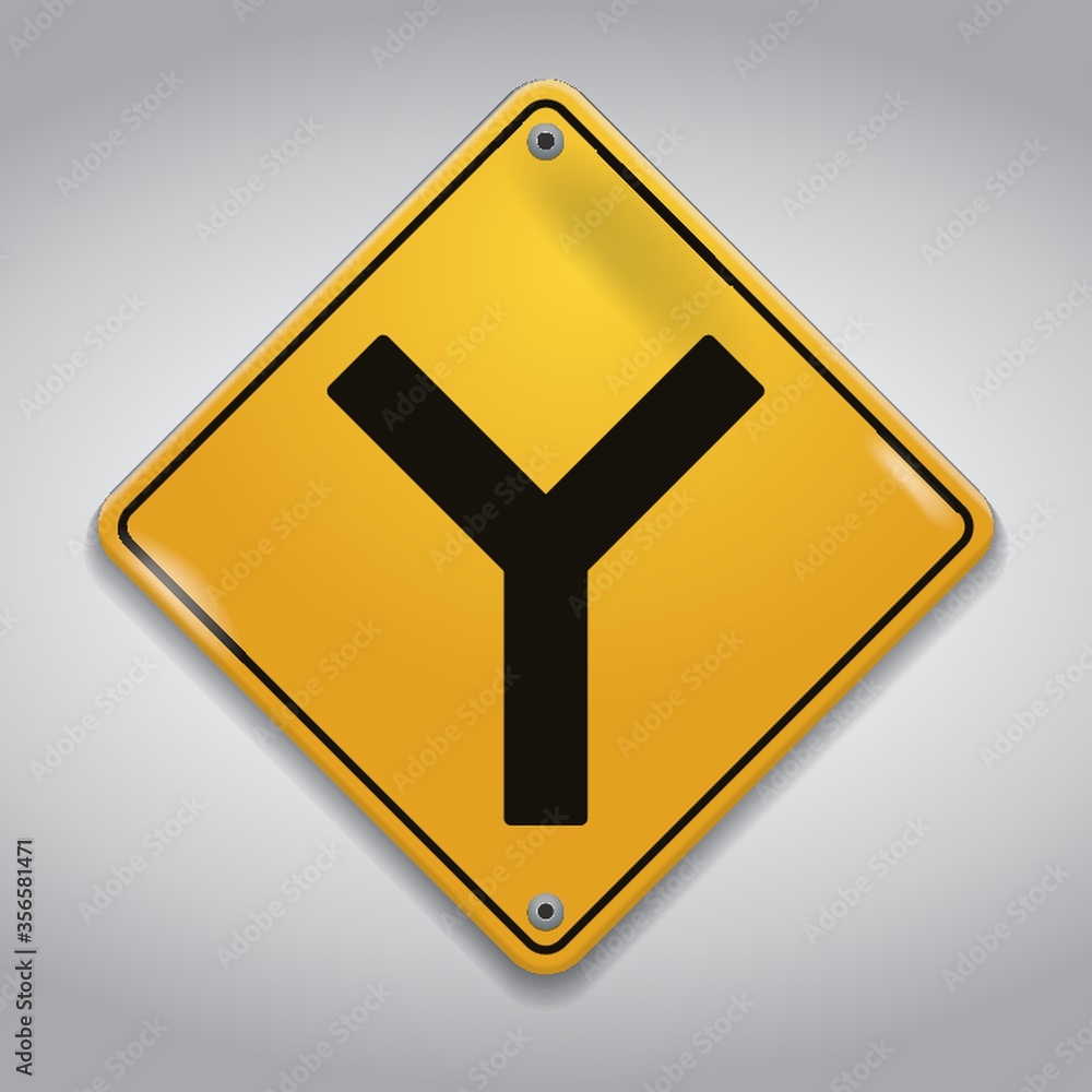 y-intersection road signs Stock Vector | Adobe Stock