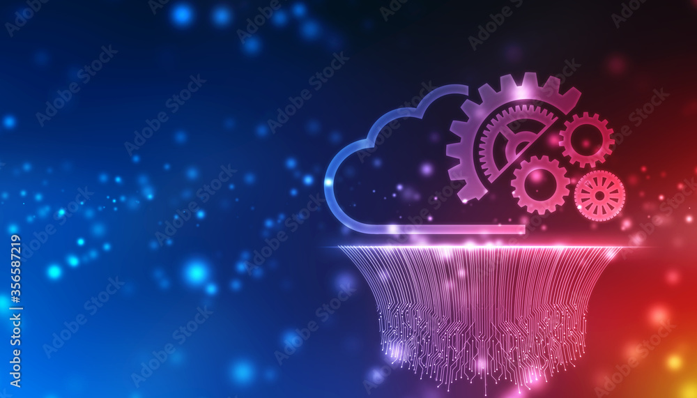 2d illustration of Cloud computing, Cloud computing and Big data ...