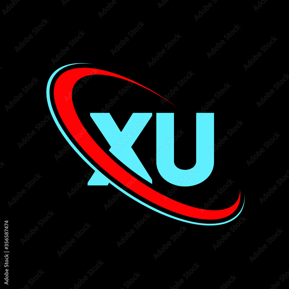 XU X U letter logo design. Initial letter XU linked circle uppercase ...