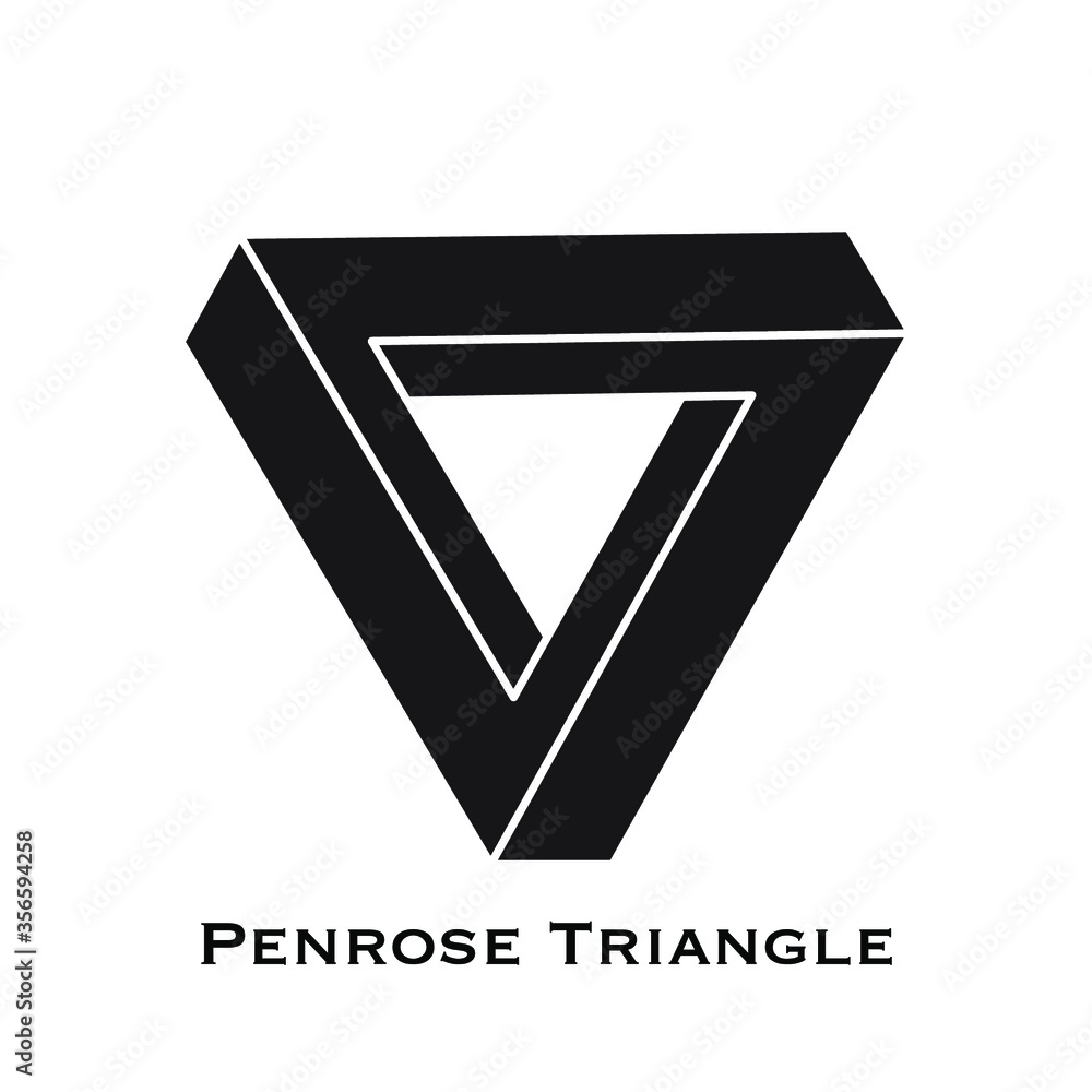 optical illusion triangle icon. Penrose triangle. Geometric 3D object ...