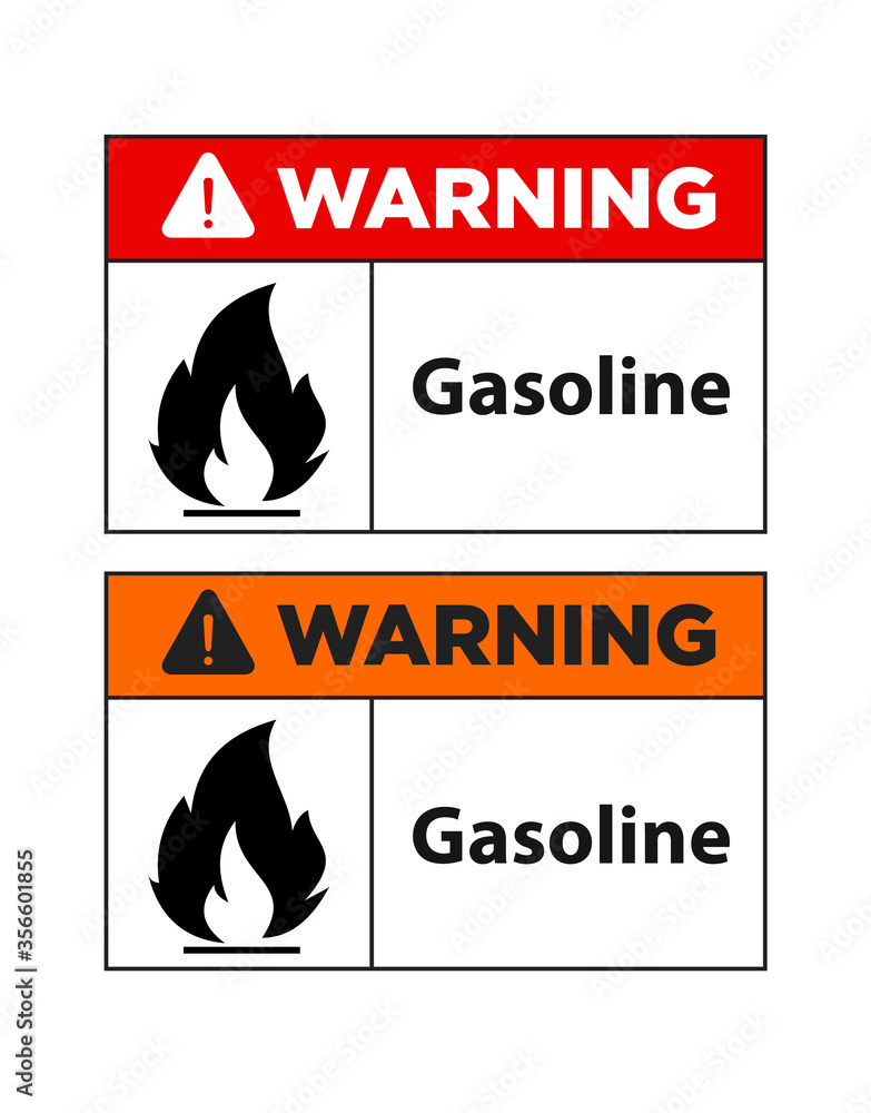 warning gasoline sign inflammable warning vector set Stock Vector ...