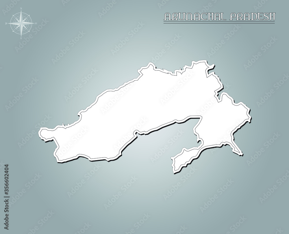 ARUNACHAL PRADESH map , indian state map black out line with paper ...
