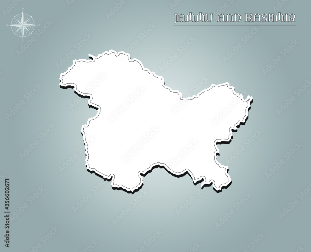 JAMMU AND KASHMIR map , indian state map black out line with paper ...