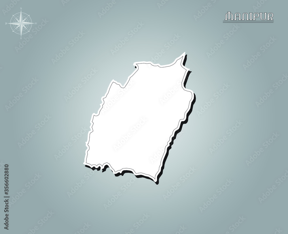 MANIPUR map , indian state map black out line with paper cutting on ...