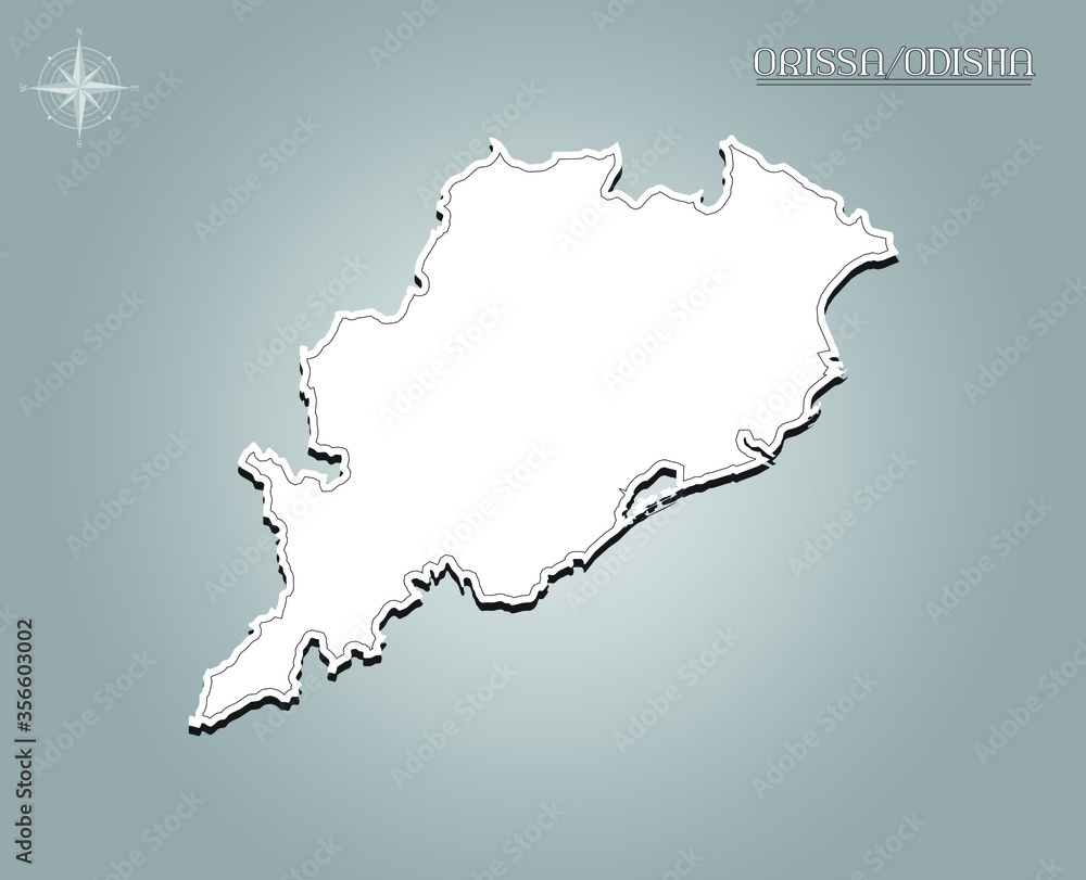 ORISSA map , indian state map black out line with paper cutting on ...