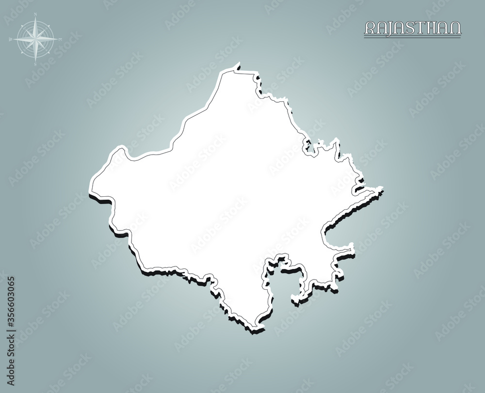 RAJASTHAN map , indian state map black out line with paper cutting on ...
