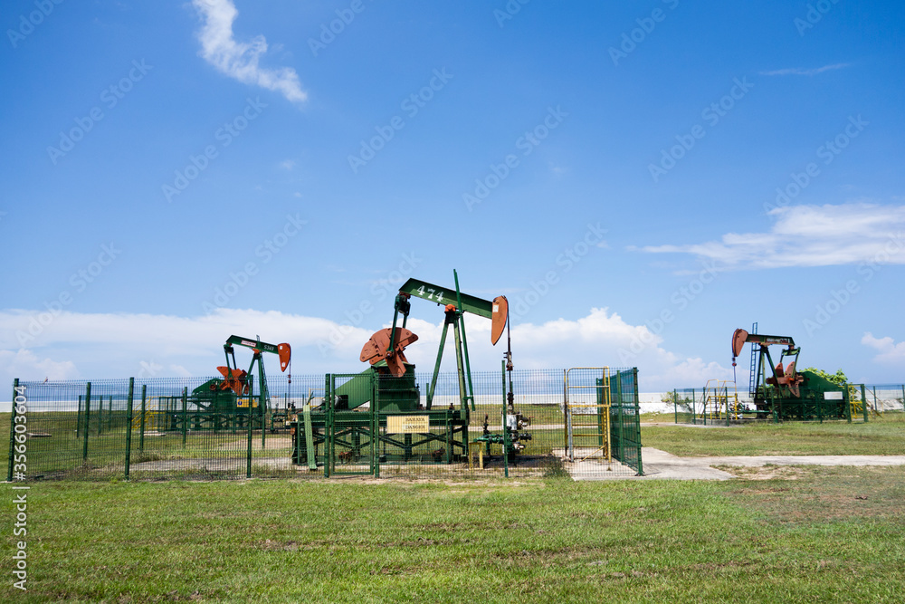 On shore oil pump (nodding donkey) in Seria, Brunei. Most of the oil in ...