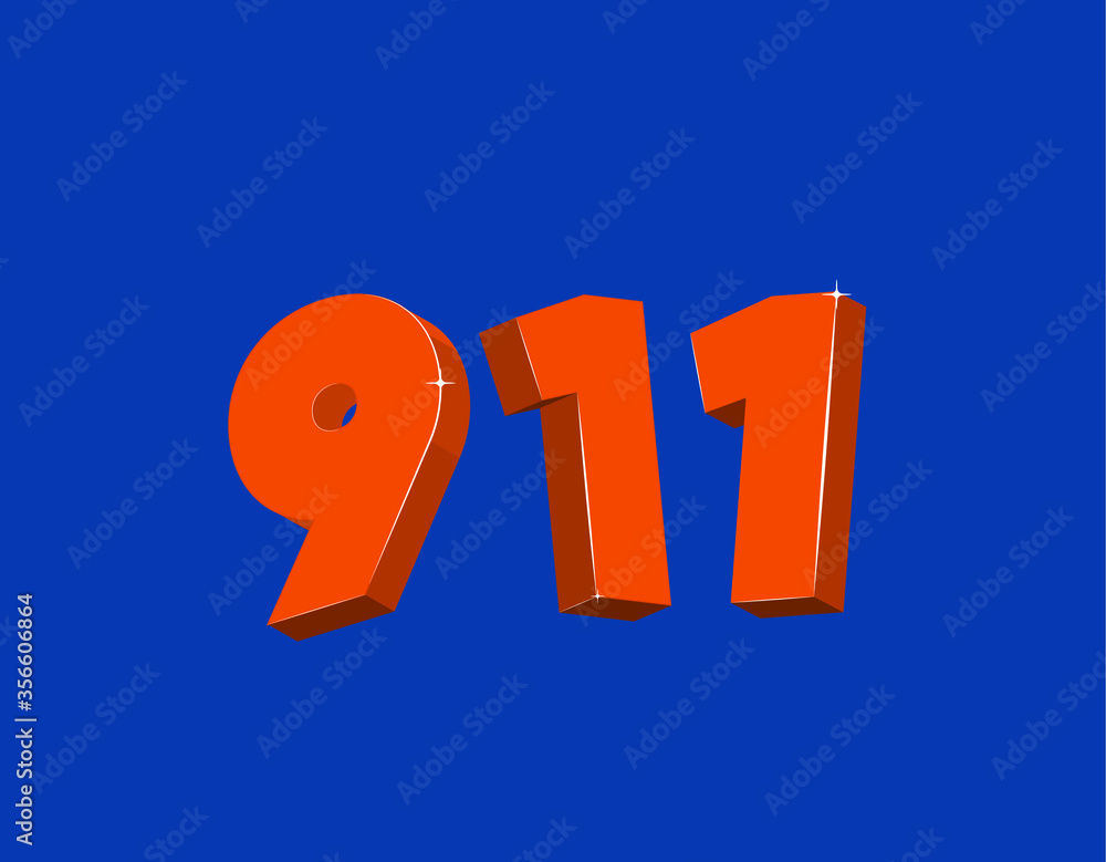 3D numbers 911. US emergency number. Vector illustration in trendy ...